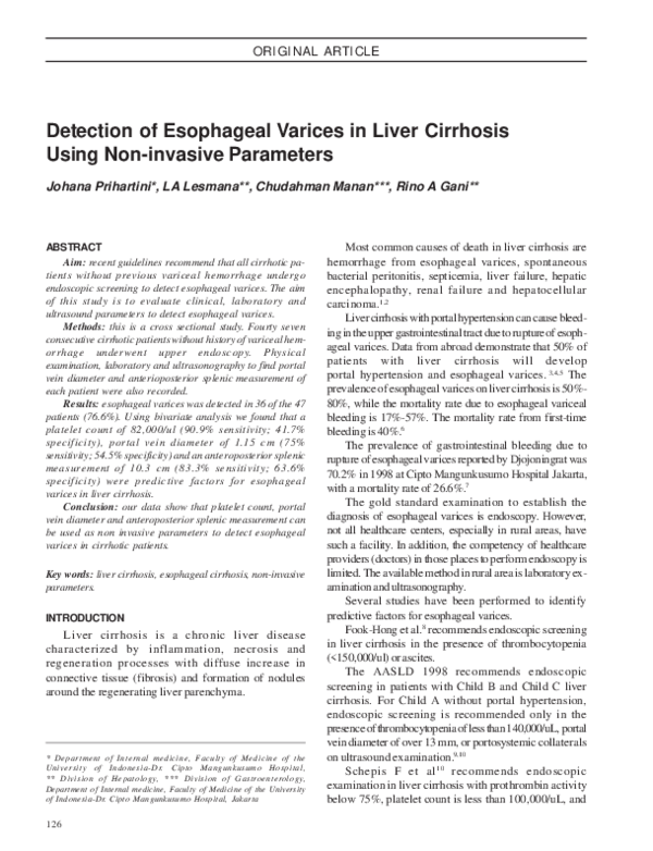 (PDF) Detection of esophageal varices in liver cirrhosis using non ...
