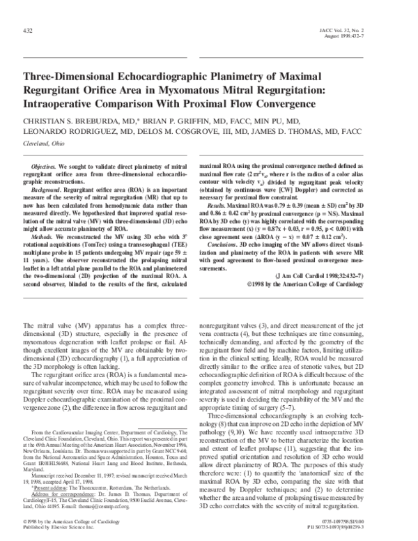 (PDF) Three-dimensional echocardiographic planimetry of maximal ...
