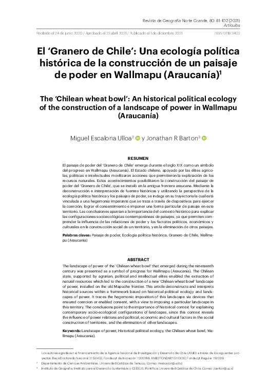 (PDF) El 'Granero de Chile': Una ecología política histórica de la ...