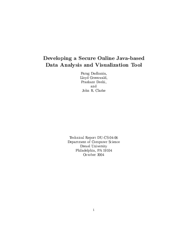(PDF) Developing a Secure Online Java-based Data Analysis and Visualization Tool
