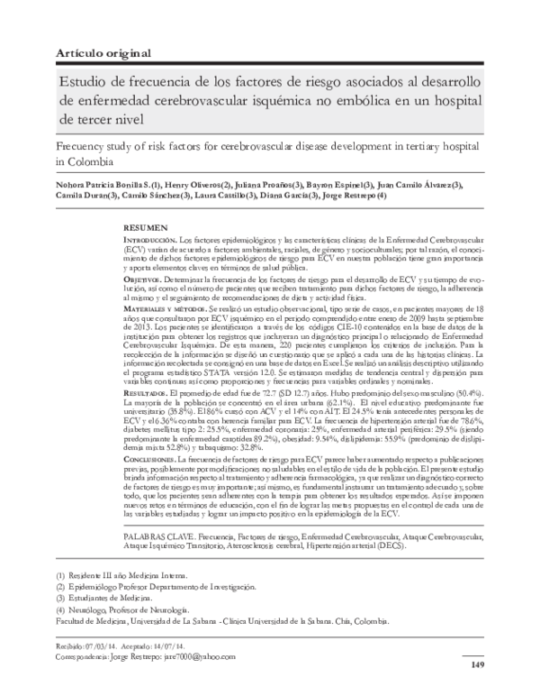 (PDF) Estudio de frecuencia de los factores de riesgo asociados al ...