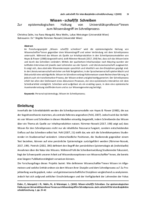 (PDF) Wissen-schaf(f)t Schreiben