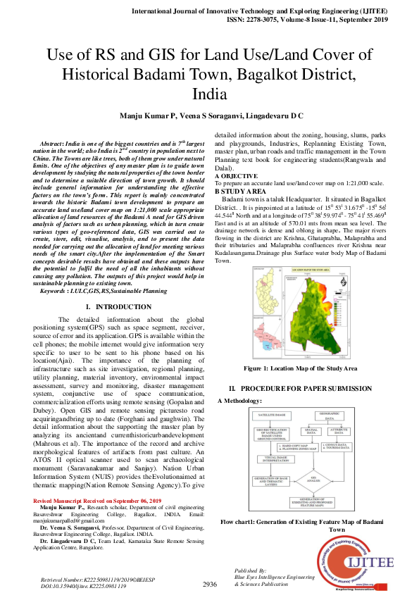 (PDF) Use of RS and GIS for Land Use/Land Cover of Historical Badami ...