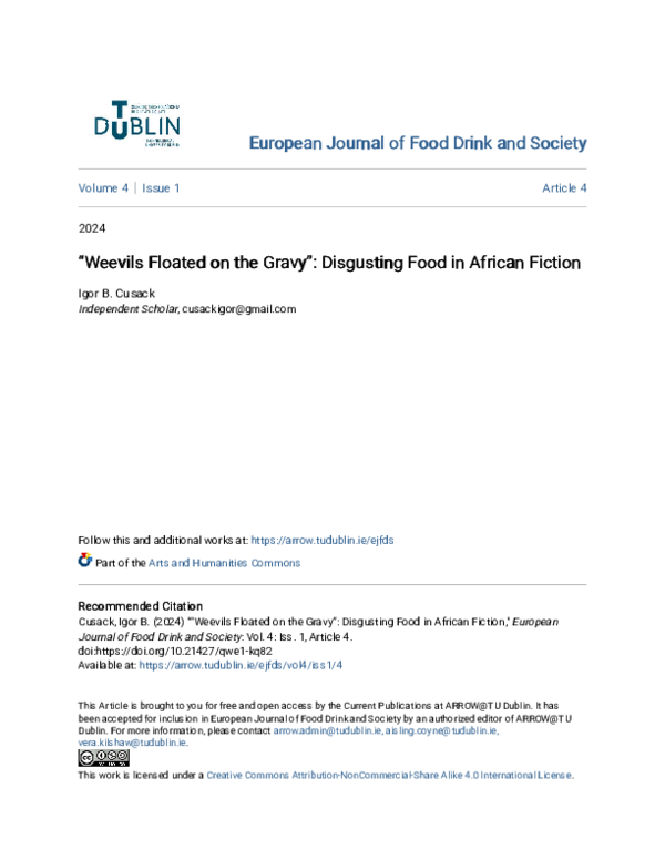 (PDF) "Weevils Floated on the Gravy": Disgusting Food in African ...
