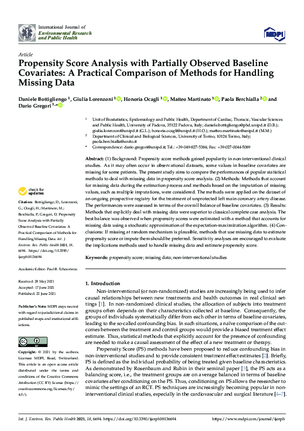 (PDF) Propensity Score Analysis with Partially Observed Baseline ...