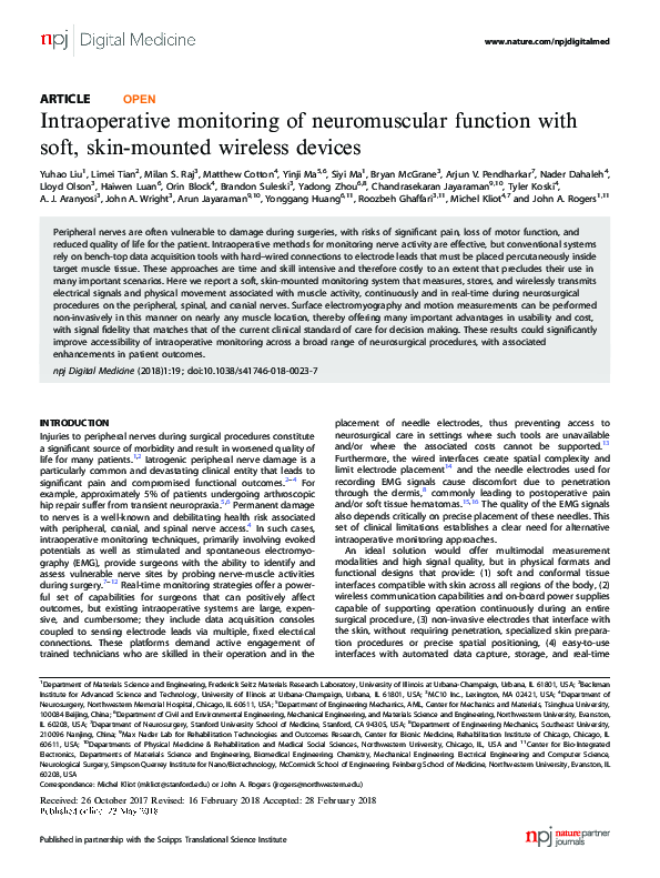 (PDF) Intraoperative monitoring of neuromuscular function with soft ...