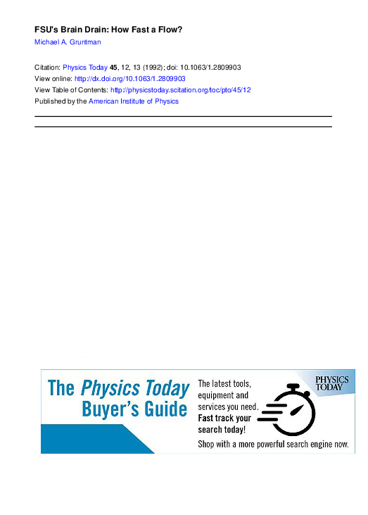 (PDF) FSU's Brain Drain: How Fast a Flow?