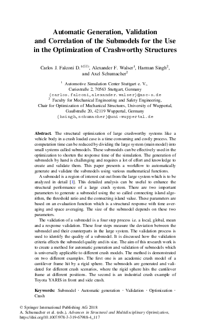 (PDF) Automatic Generation, Validation and Correlation of the Submodels for the Use in the ...