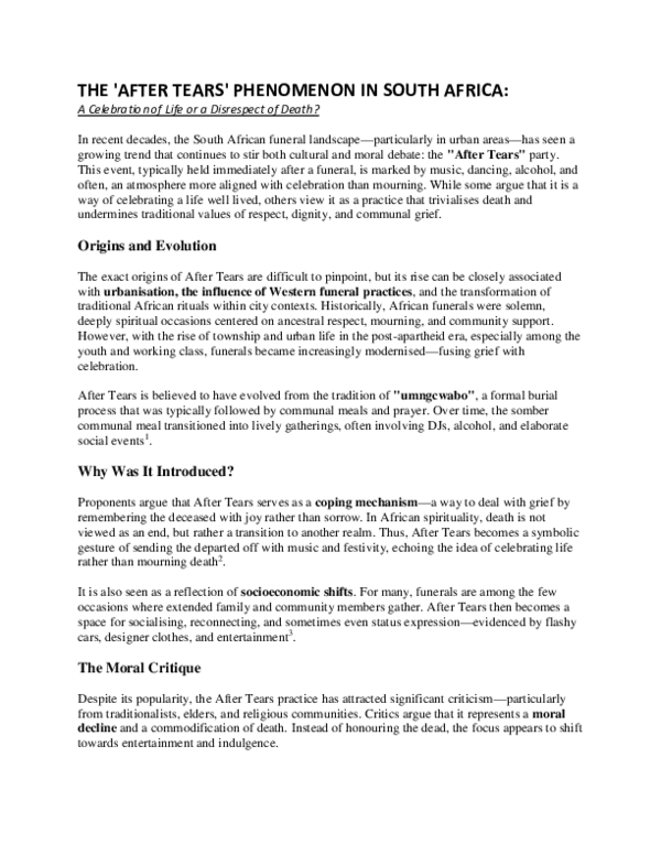(PDF) THE 'AFTER TEARS' PHENOMENON IN SOUTH AFRICA