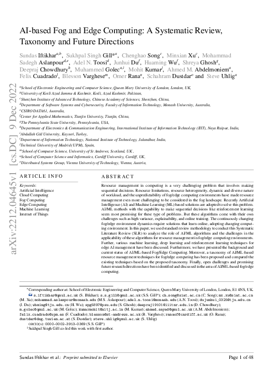 (PDF) AI-based fog and edge computing: A systematic review, taxonomy ...