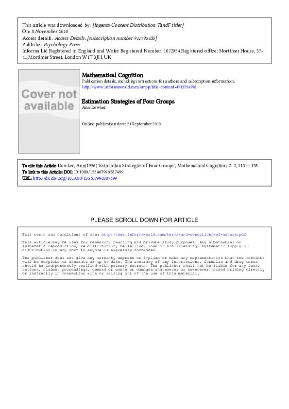 Pdf Estimation Strategies Of Four Groups