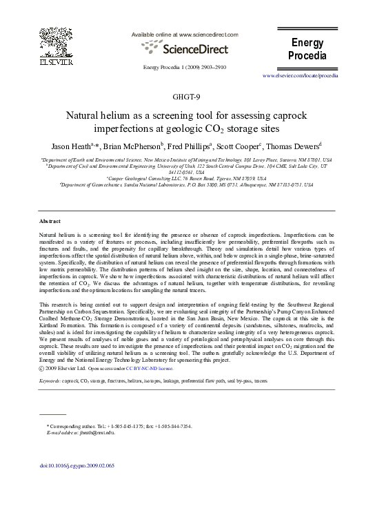 (PDF) Natural helium as a screening tool for assessing caprock ...
