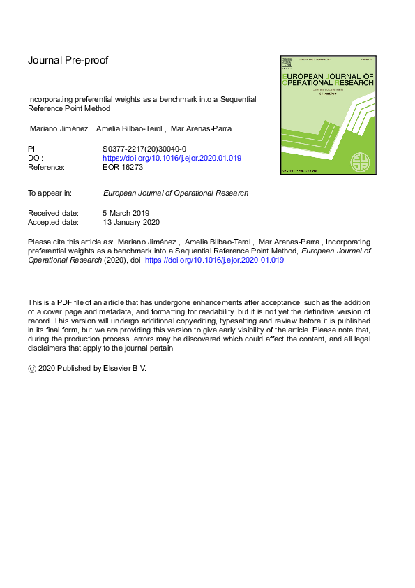 (PDF) Incorporating preferential weights as a benchmark into a ...