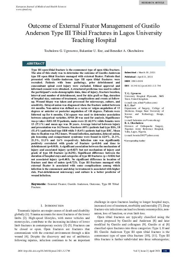 (PDF) Outcome of External Fixator Management of Gustilo Anderson Type ...
