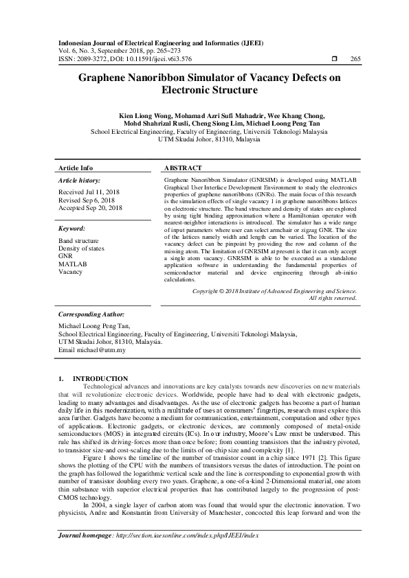 (PDF) Graphene Nanoribbon Simulator of Vacancy Defects On Electronic ...