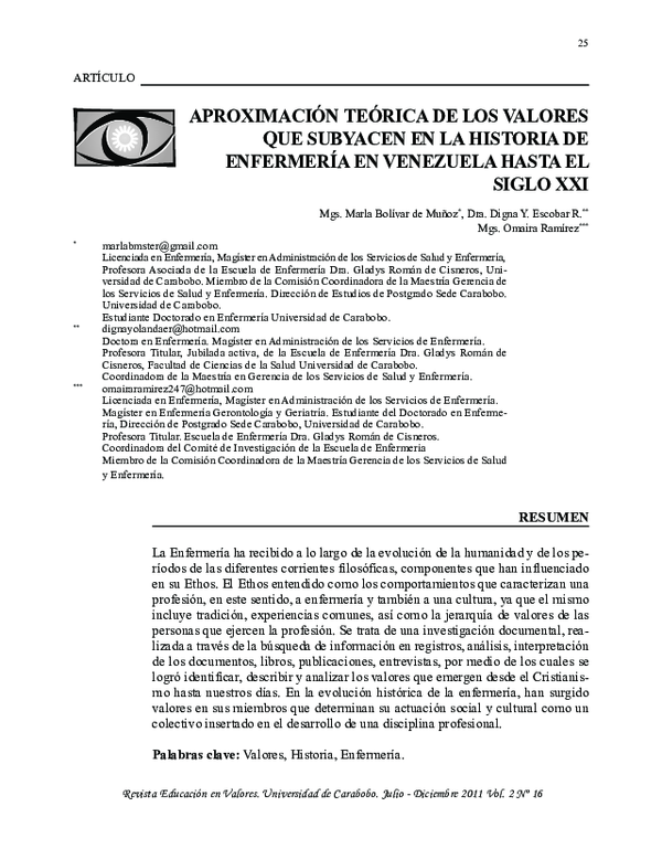 (PDF) Aproximación teórica de los valores que subyacen en la historia ...