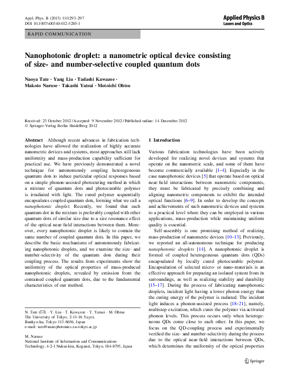 (PDF) Nanophotonic droplet: a nanometric optical device consisting of ...