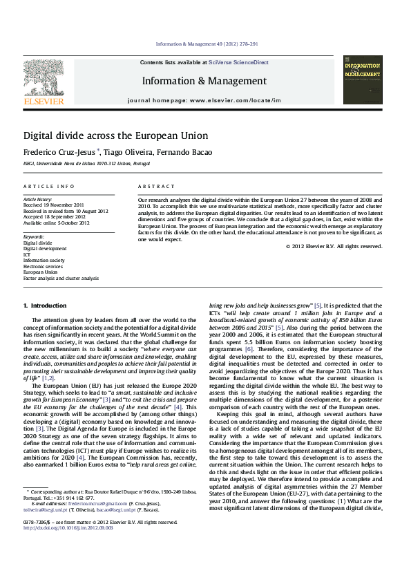 (PDF) Digital divide across the European Union