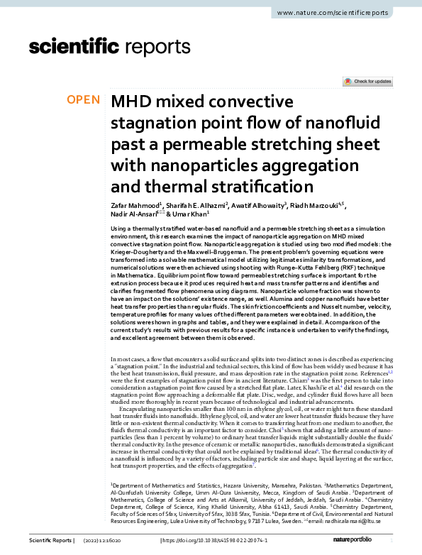 (PDF) MHD mixed convective stagnation point flow of nanofluid past a permeable stretching sheet ...