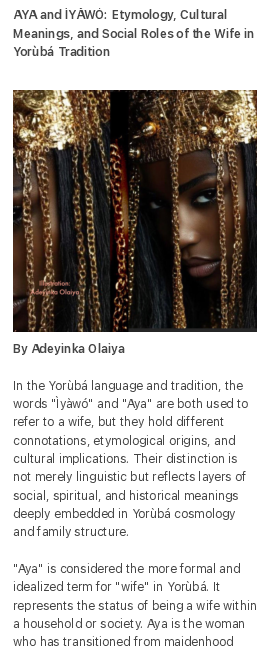 (PDF) AYA and ÌYÀWÓ: Etymology, Cultural Meanings, and Social Roles of ...