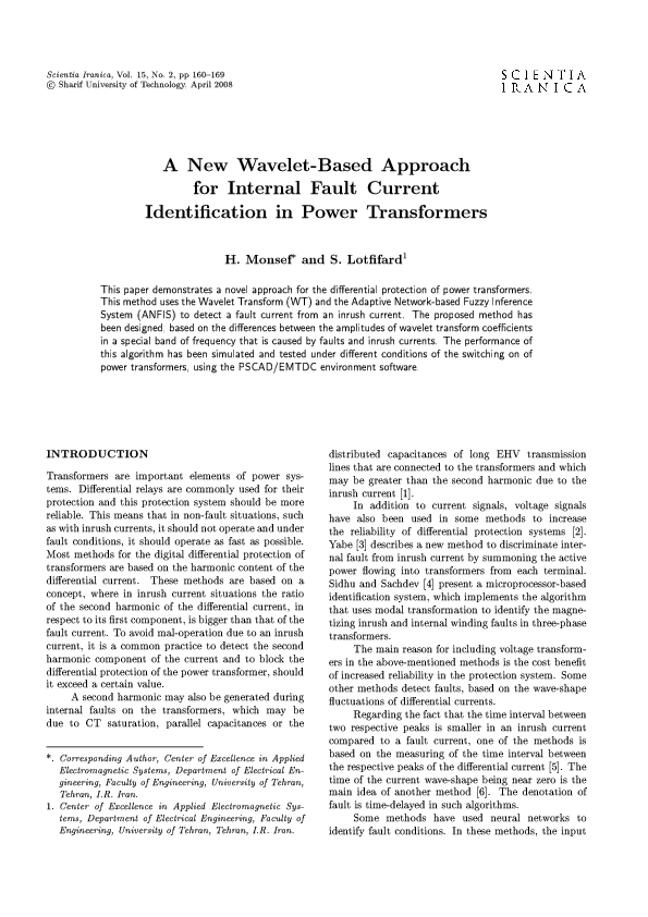 (PDF) A New Wavelet-Based Approach for Internal Fault Current Identification in Power Transformers