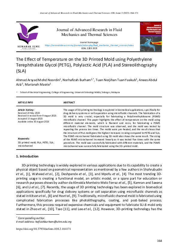 (PDF) The Effect of Temperature on the 3D printed Mold Using ...