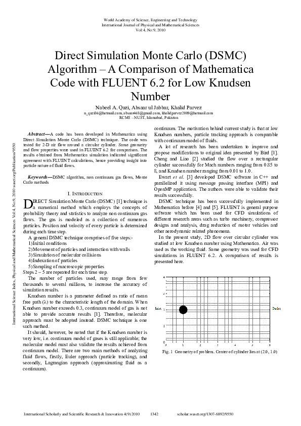 (PDF) Direct Simulation Monte Carlo (Dsmc) Algorithm – A Comparison Of Mathematica Code With ...