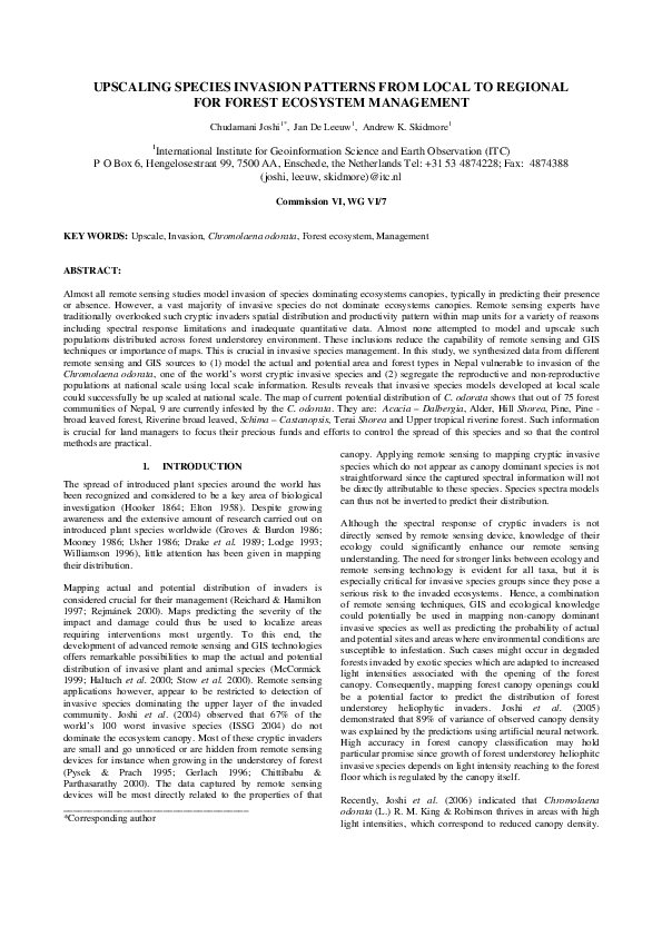 (PDF) Upscaling species invasion patterns from local to regional for forest ecosystem management