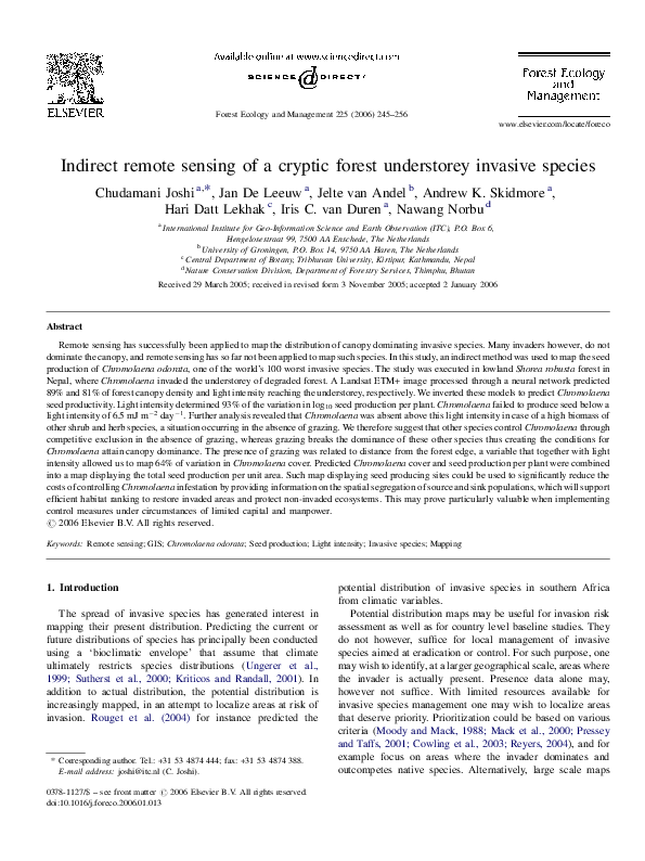 (PDF) Indirect remote sensing of a cryptic forest understorey invasive ...
