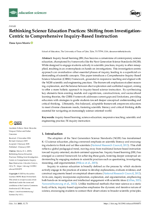 (PDF) Rethinking Science Education Practices: Shifting from ...