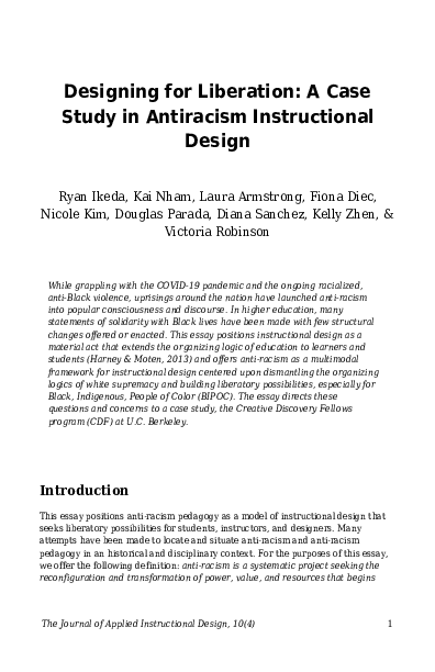 (PDF) Designing for Liberation: A Case Study in Antiracism Instructional Design