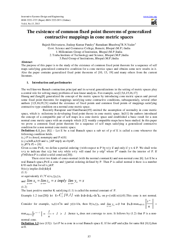 (PDF) The existence of common fixed point theorems of generalized contractive mappings in cone ...
