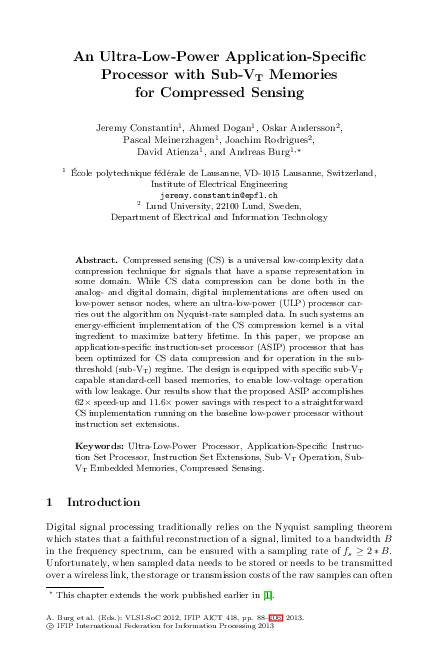 (PDF) An Ultra-Low-Power Application-Specific Processor with Sub-VT ...