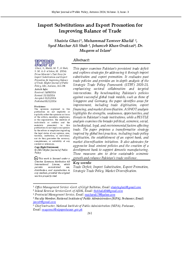 (PDF) Import Substitutions and Export Promotion for Improving Balance ...