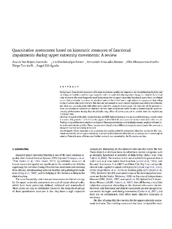 (PDF) Quantitative assessment based on kinematic measures of functional ...
