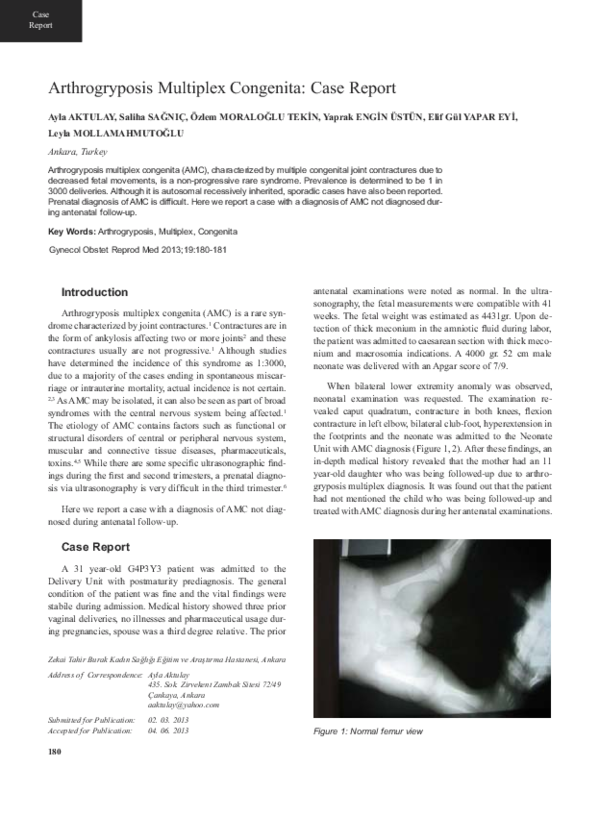 (PDF) Arthrogryposis Multiplex Congenita: Case Report