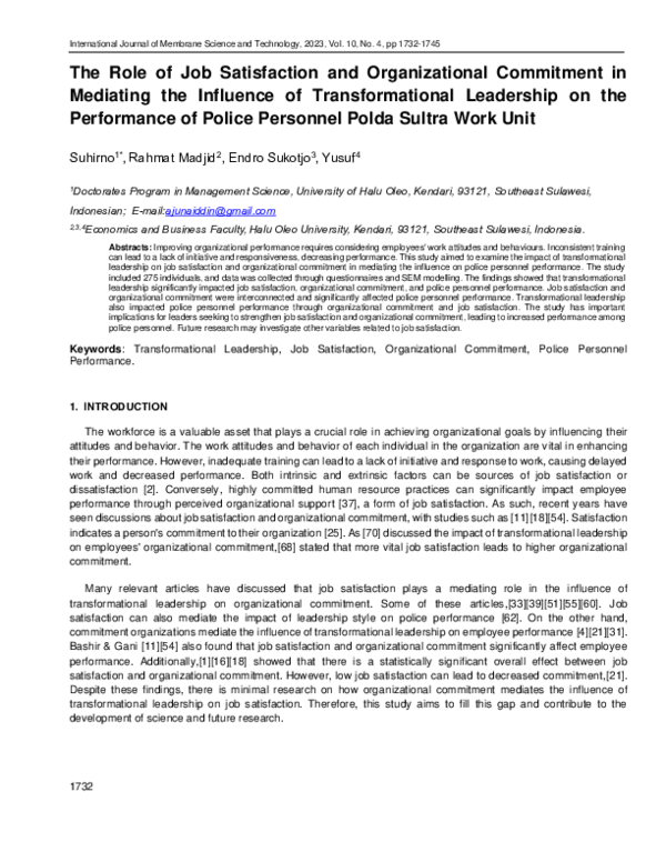 (PDF) The Role of Job Satisfaction and Organizational Commitment in ...