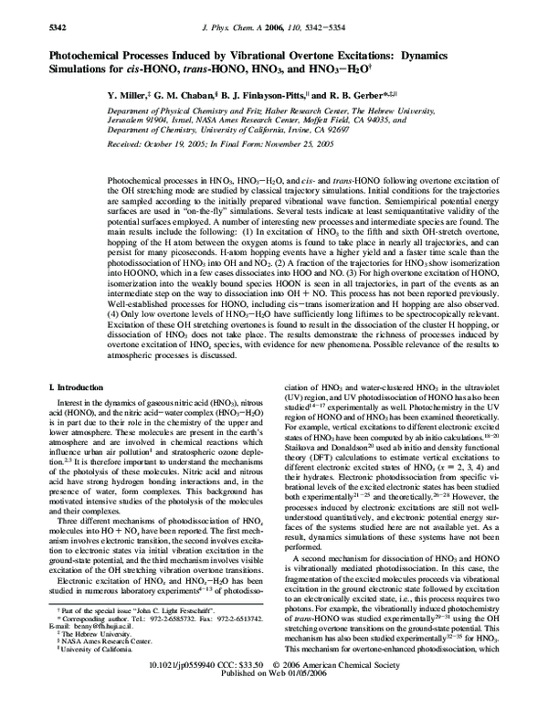 (PDF) Photochemical Processes Induced by Vibrational Overtone ...
