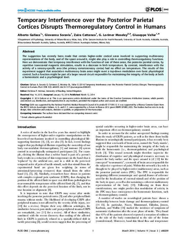 (PDF) Temporary Interference over the Posterior Parietal Cortices ...