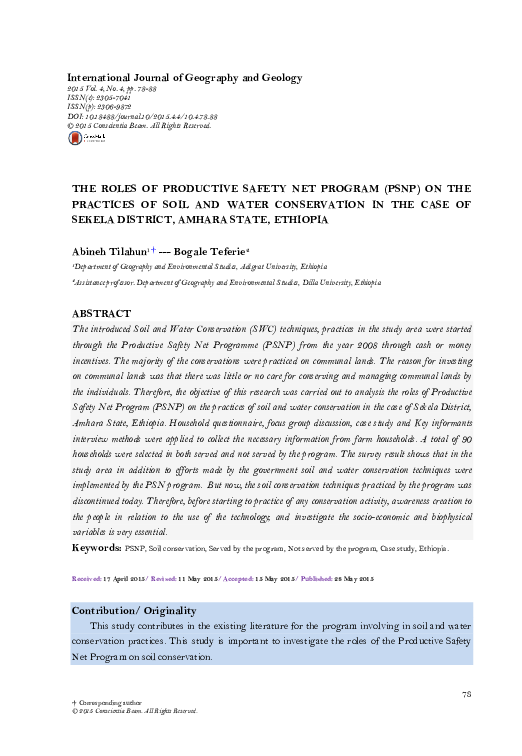 (PDF) The Roles of Productive Safety Net Program (PSNP) On the ...