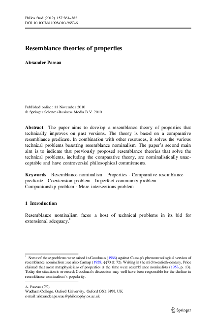 (PDF) Resemblance theories of properties