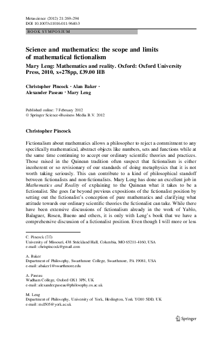 (PDF) Science and mathematics: the scope and limits of mathematical ...