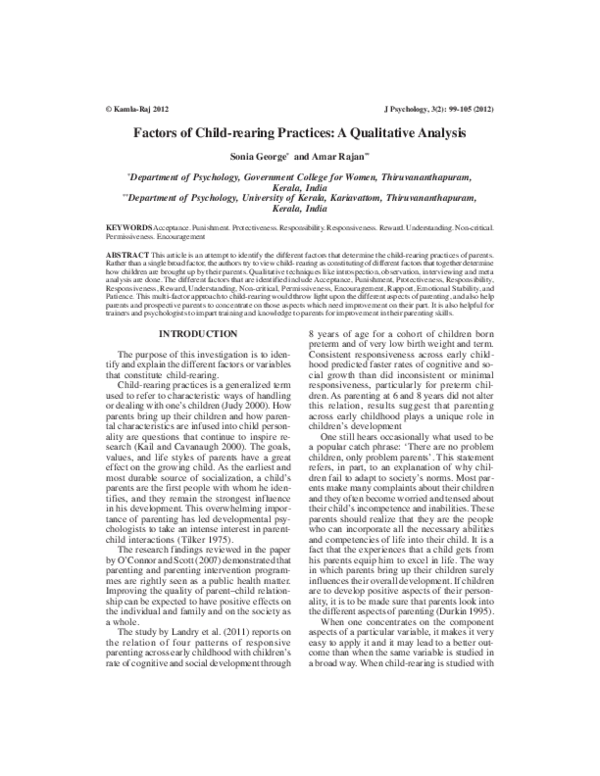 (PDF) Factors of Child-rearing Practices: A Qualitative Analysis