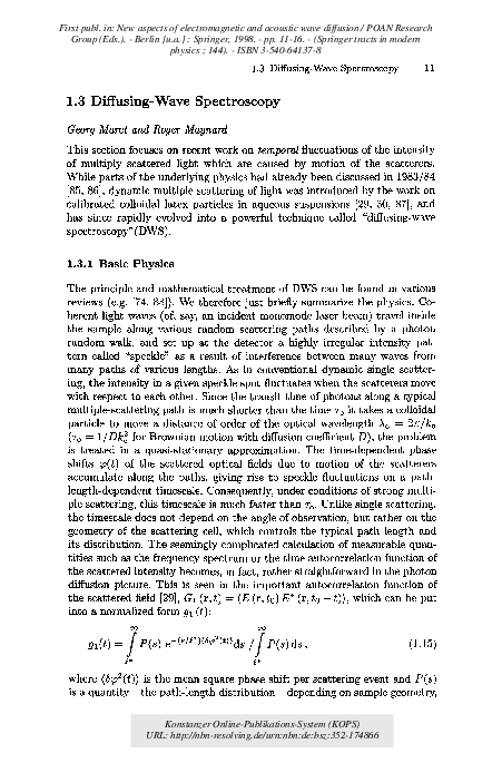 (PDF) Diffusing wave spectroscopy