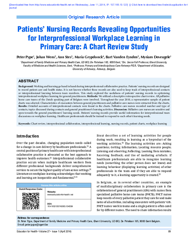 (PDF) Patients' nursing records revealing opportunities for ...