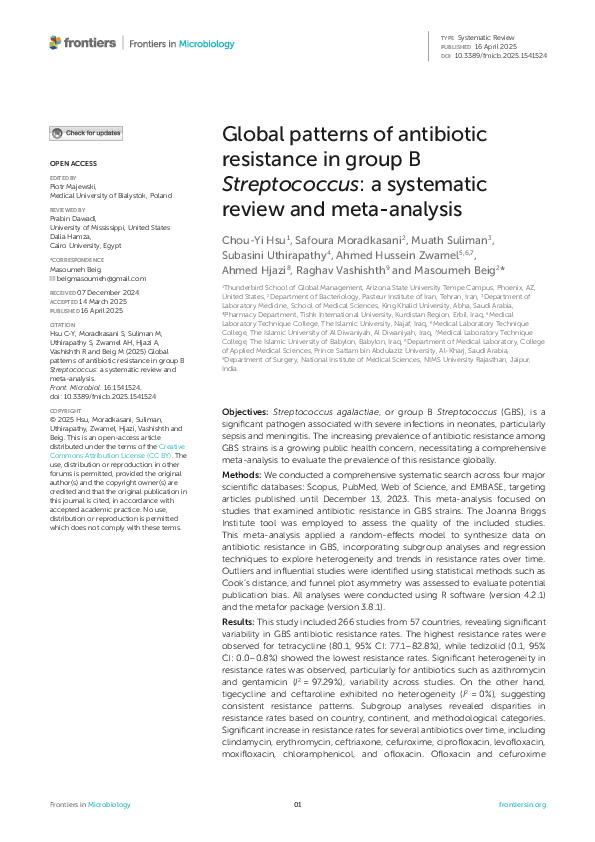 (PDF) Global patterns of antibiotic resistance in group B Streptococcus: a systematic review and ...