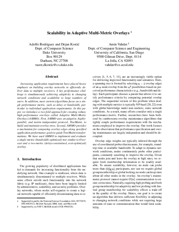 (PDF) Scalability in adaptive multi-metric overlays