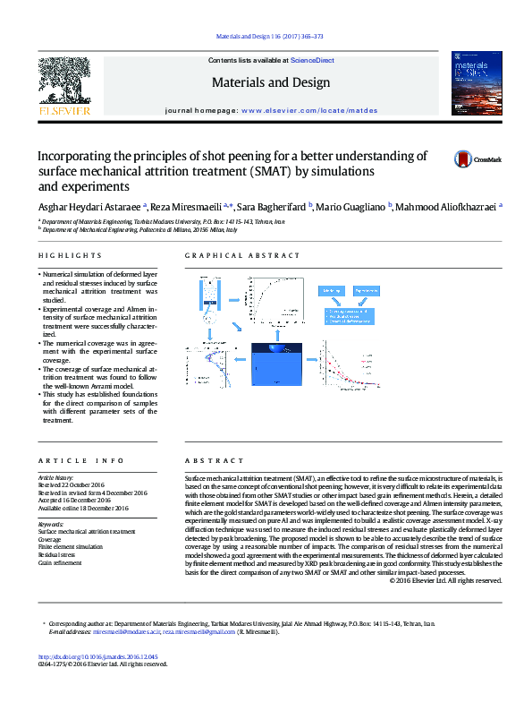 (PDF) Incorporating the principles of shot peening for a better ...