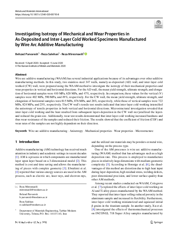 (PDF) Investigating Isotropy of Mechanical and Wear Properties in As ...