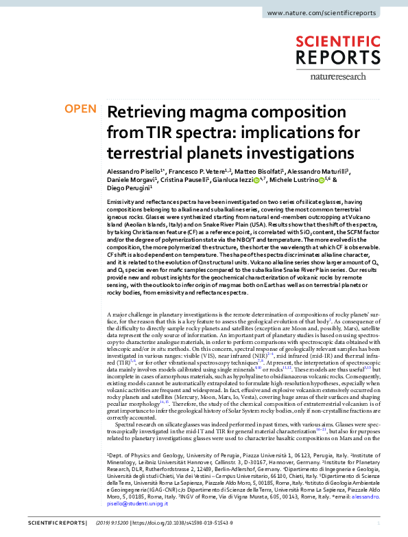 (PDF) Retrieving magma composition from TIR spectra: implications for ...